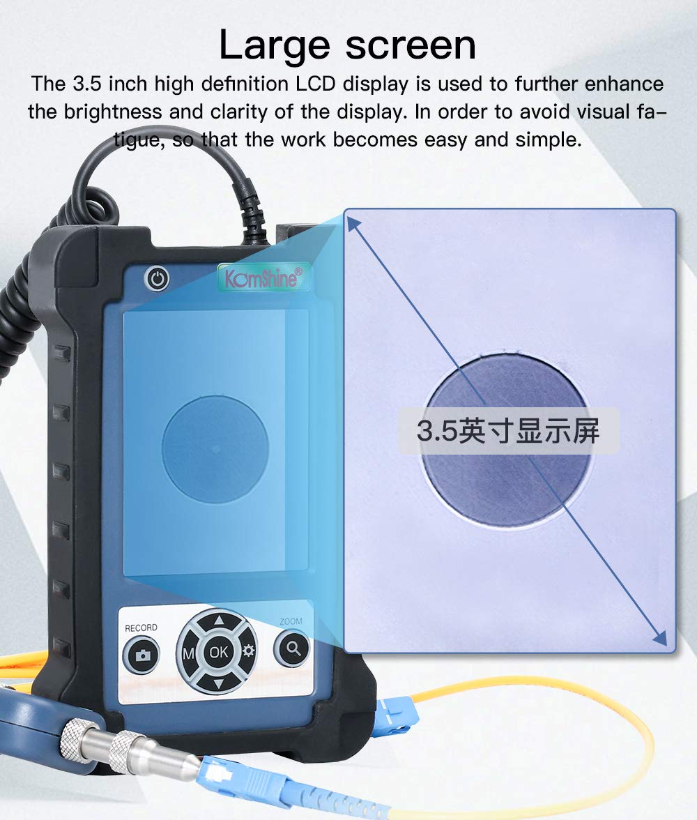 400X Magnification Fiber Optic Inspection Probe KIP-600V, Support Real-time Video Recording + Expansion of TF Card + Four UPC Tips + 3.5 inch HD LCD Display + 4,000mAh Large Battery Capacity FTTX Tool