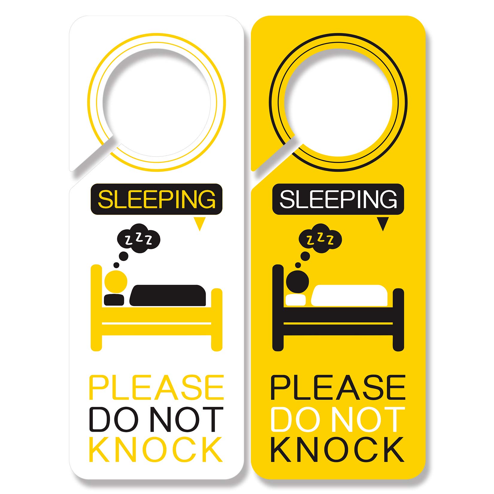 4 Pack Shh Baby Sleeping Door Sign, Dont Ring Doorbell Sign Baby Sleeping Sukh Do Not Knock Or Ring Doorbell Sign PVC Plastic