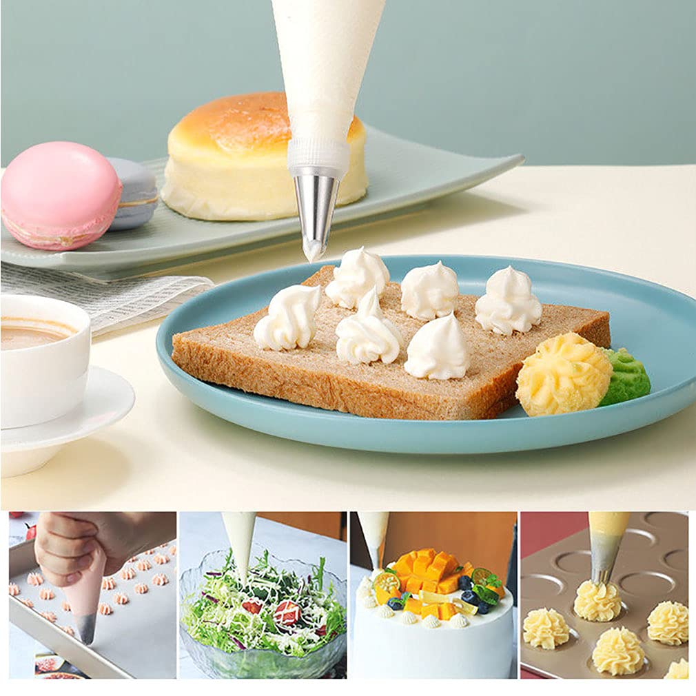 122Pieces Tipless Piping Bags - 100pcs Disposable Piping Pastry Bag for Royal Icing/Cookies Decorating - 10 Pastry Bag Ties,10 Clips &2 Scriber Needle - Best Cookie Tools (12 Inch)