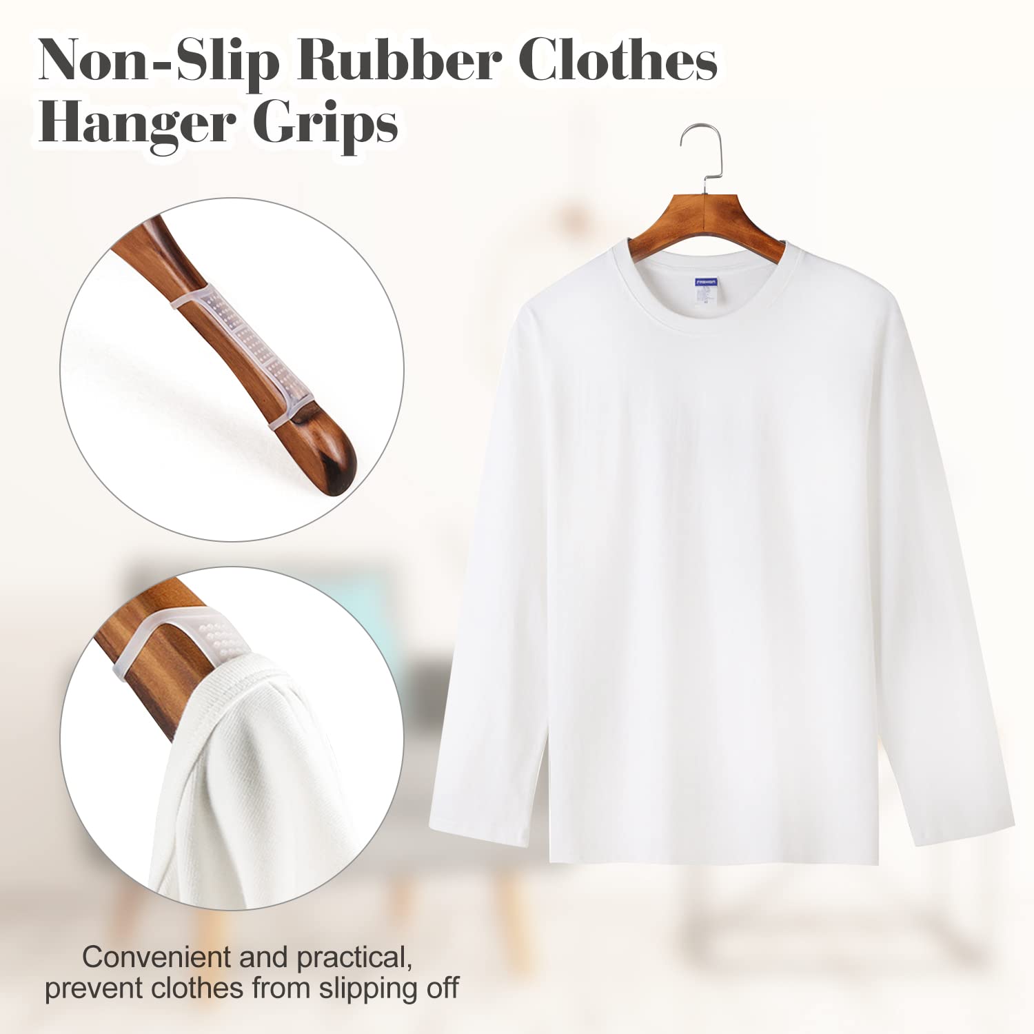 100 Pieces Clear Clothes Hanger Grips Non-Slip Rubber Clothing Hanger Strip Shoulder Strips for Wood Plastic Hangers Closet
