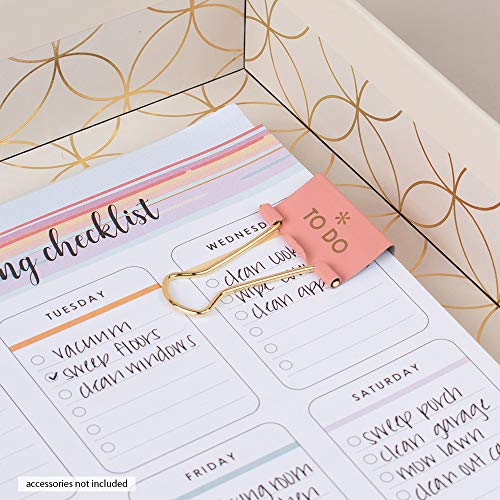 Erin Condren Designer Desk Accessories - Designer Desk Organizer Set (4 Pieces) - Mid Century Circles Outline. Stylish Storage For Papers, Magazines, Pens & Pencils, Paper Clips & More