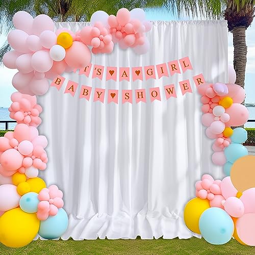 10ft x 10ft White Backdrop Curtain Panels for Parties, Wrinkle Resistant Polyester Wedding Backdrop Drapes for Party Birthday Backdrop Photography Home Decorations