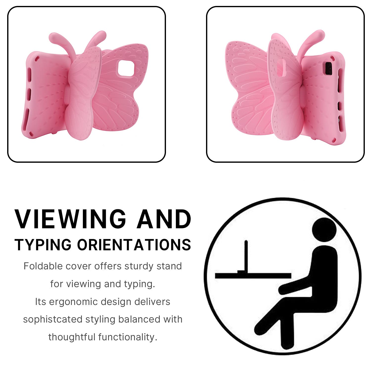 Simicoo Fire HD 10 Tablet 11th Gen 2021 case Cute Butterfly Case with Stand for Kids Light Weight EVA Rugged Shockproof Heavy Duty Kids Friendly Full Cover for Fire HD 10 11th Gen 2021 (Pink)