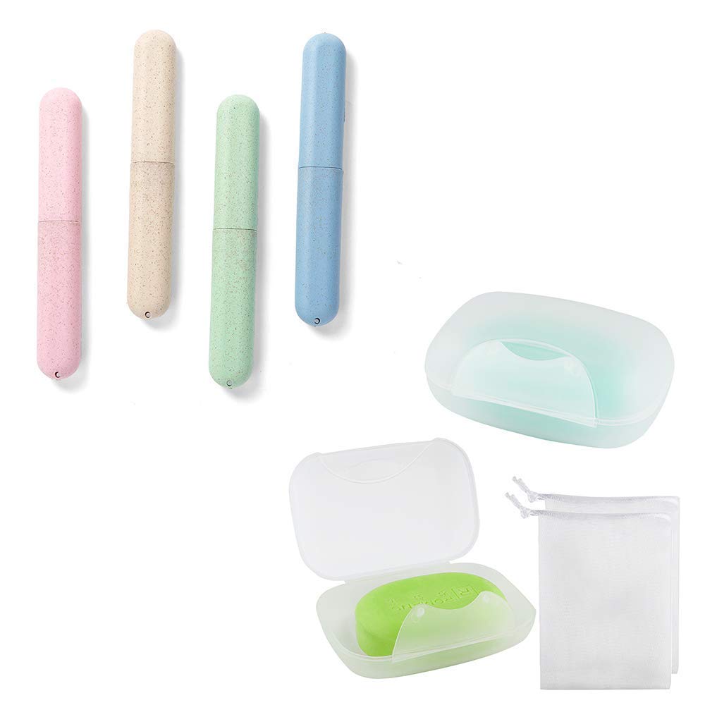 4 Packs Travel Toothbrush Case and 2 Packs Travel Soap Holder