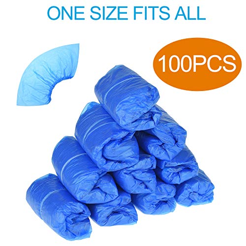 100 PCS(50 Pairs)Shoe Covers Disposable, Green Convenience, Recyclable, Boot Cover, Waterproof, Non slip, Dust proof, One Size Fit All, Durable CPE Material, Blue, Protect Your Shoes, Floor, Carpet