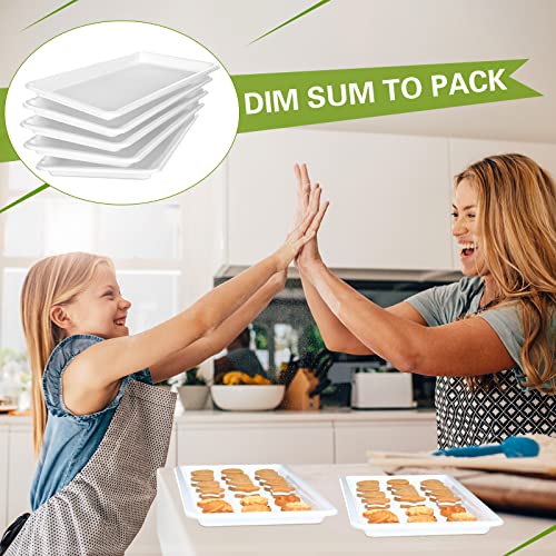 20 Pieces Rectangle Plastic Serving Trays Set 15 x 8 Inch White Rectangle Food Trays Decorative Catering Cookie Plastic Fast Food Trays Disposable Serving Platter for Party Buffet Wedding Parties