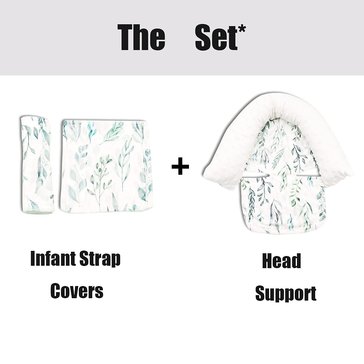 DILIMI Head Support for Car Seat, Head Support and Strap Covers, Carseat Head and Neck Protection (Leaf)