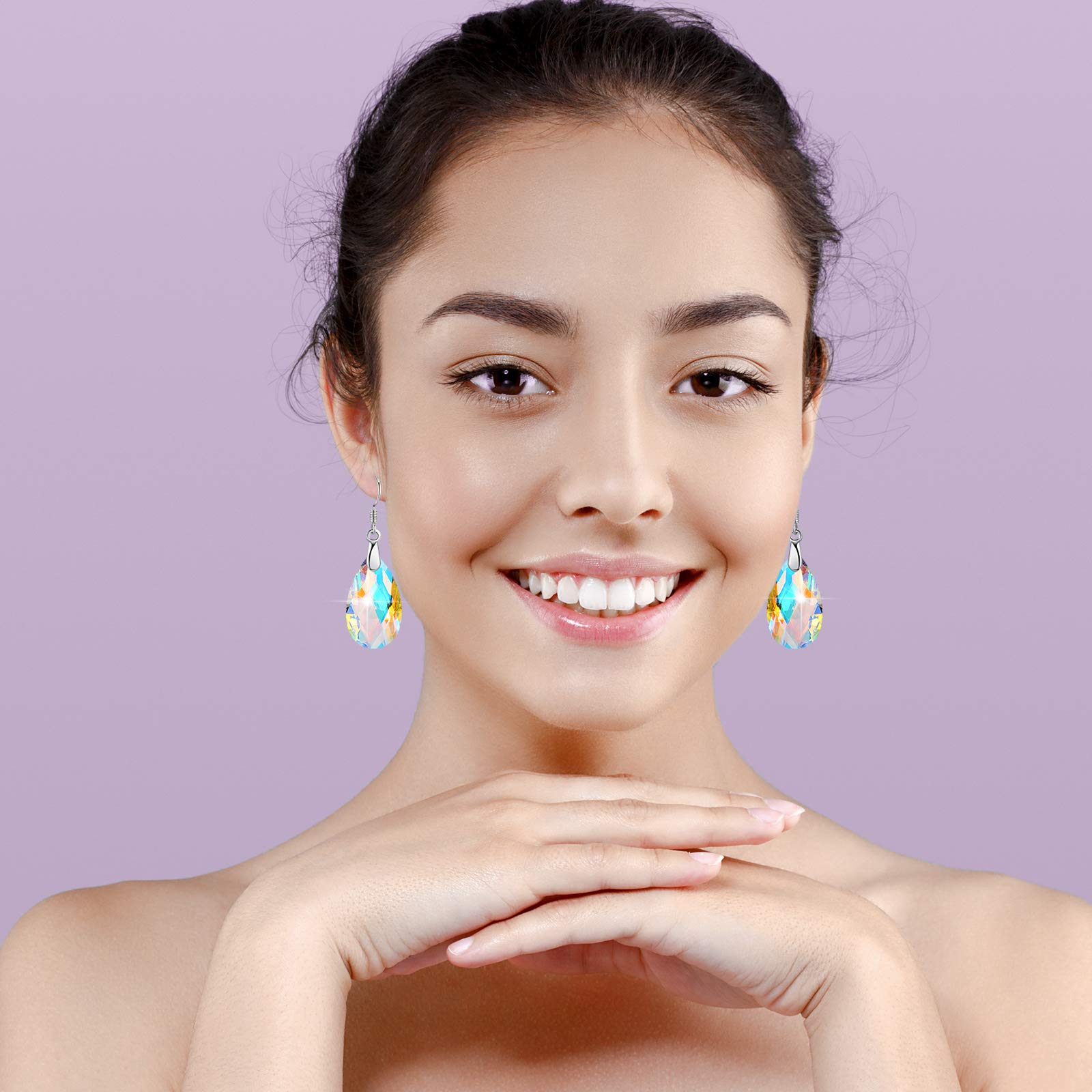 12 Pairs Dangle Earrings Set Earrings For Women Multipack Crystal Earrings Drop Crystal Earrings Rainbow Earrings (Water Drop Shape)