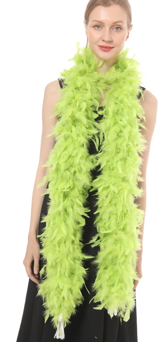 100 Gram 2 Yard Long Chandelle Feather Boa over 10 Colors, Great for Party, Wedding, Costume (Lime Green)