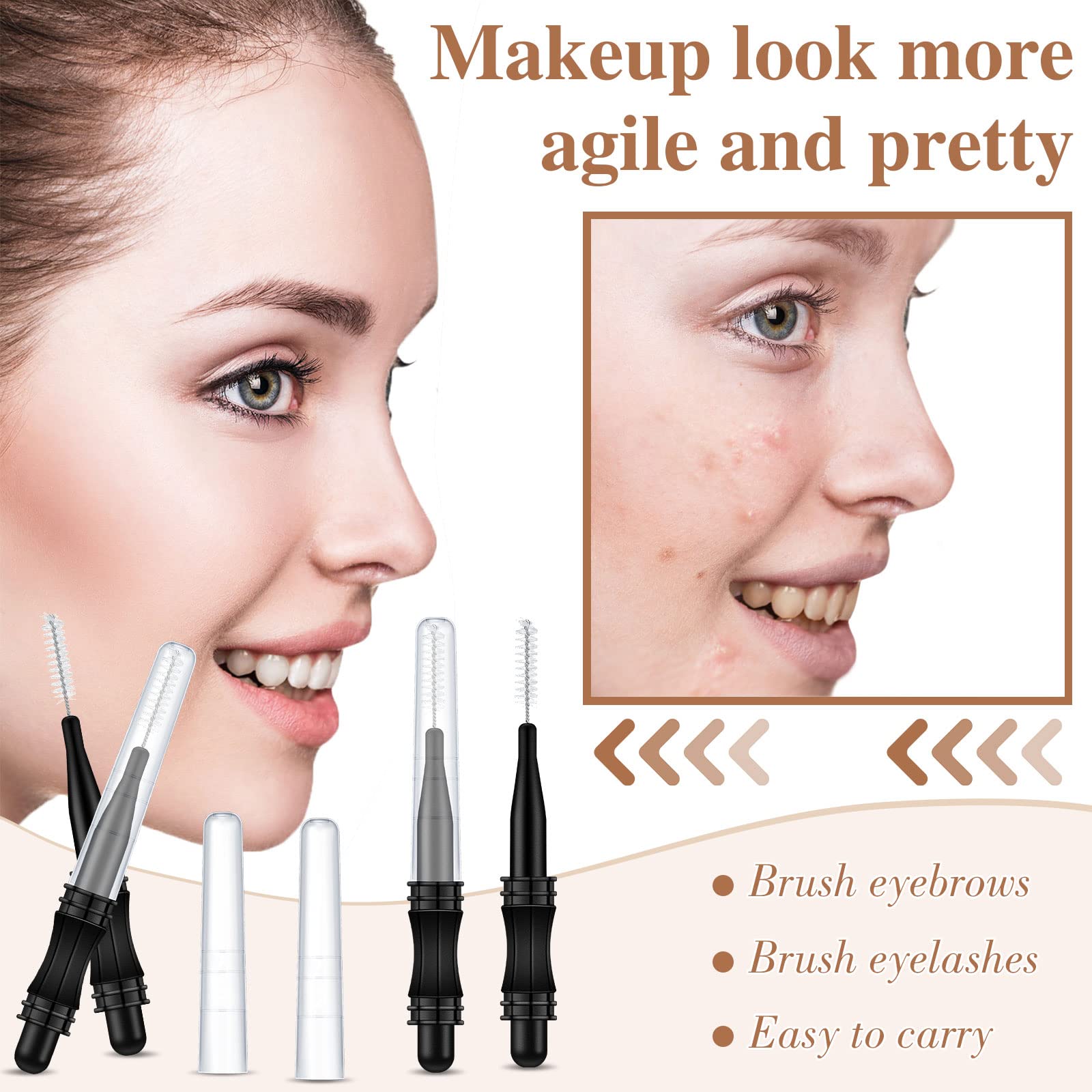 100 Pcs Micro Eyebrow Brush with Cap Brow Lamination Brush Eyelash Brow Brush Lash Filler Eyebrow Lash Lift Tools for Eyebrows and Eyelashes Extensions (Black)
