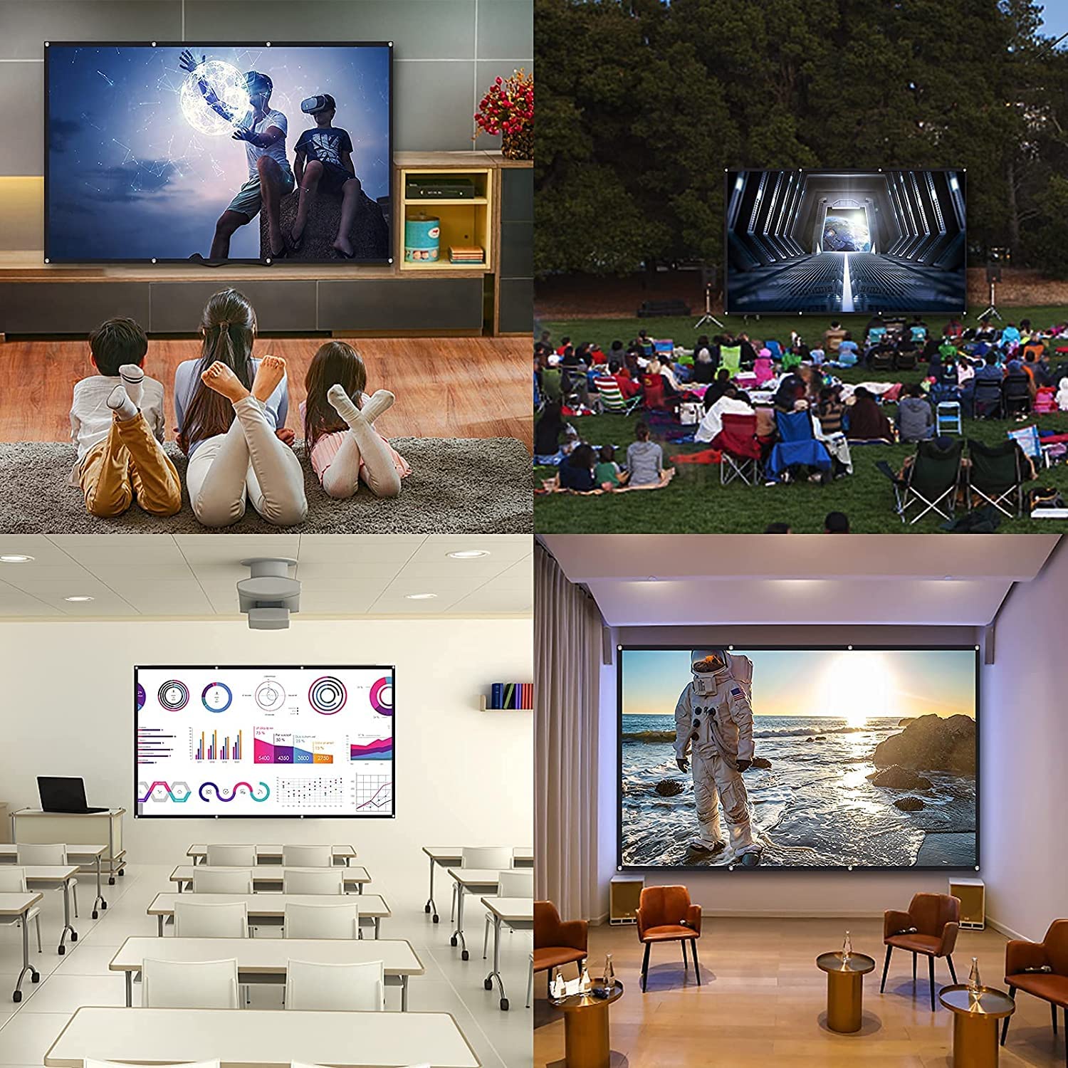 100 inch Projector Screen 16:19 HD 4K Foldable and Portable Anti-Crease Portable Projector Screen Double Sided Video Projection Screens for Home ,Party,Office, Classroom,Outdoor