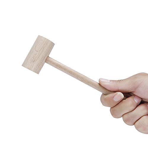 6PCS Solid Natural Wooden Crab Lobster Mallets Shellfish Hammers, Beechwood