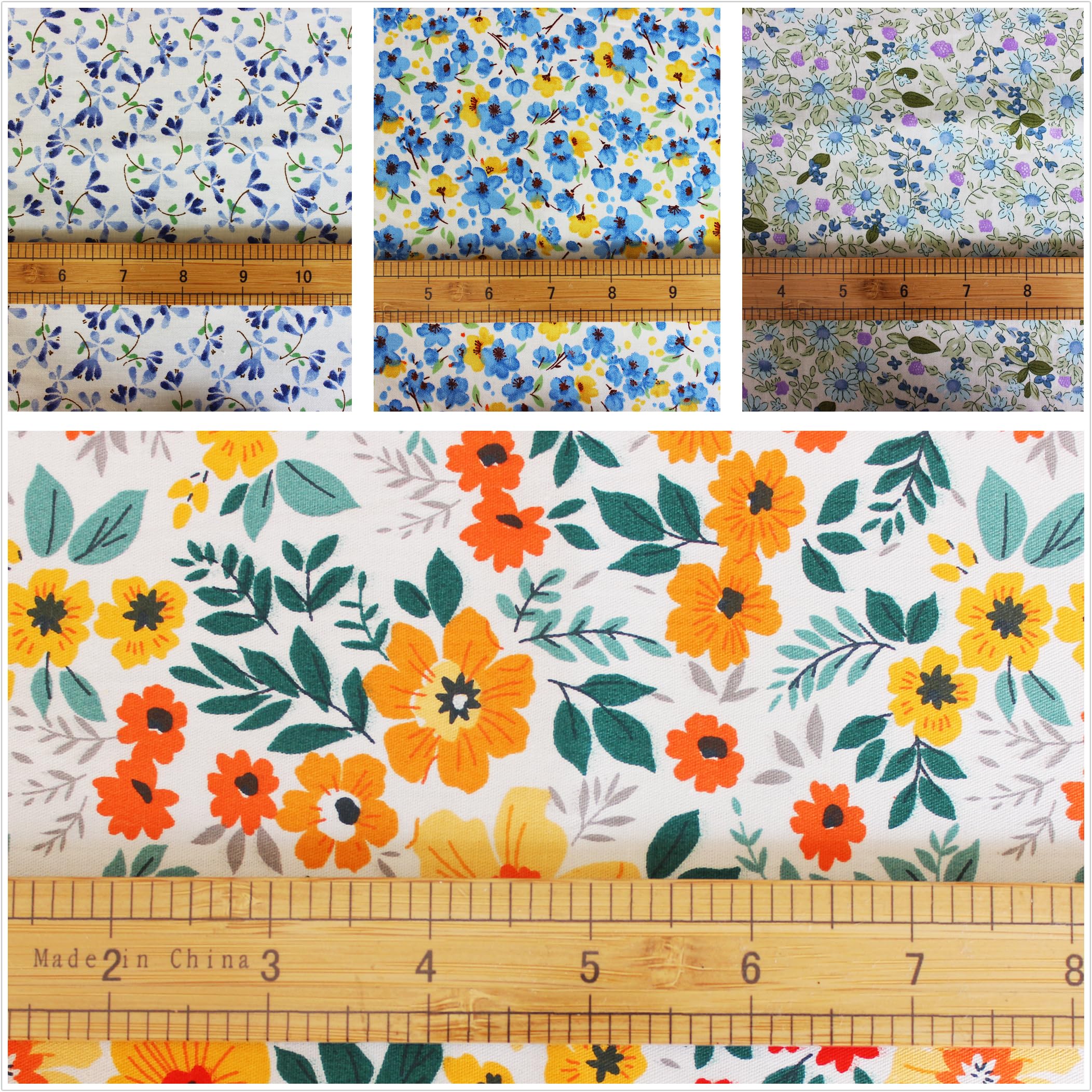 100% Cotton Quilting Fabric Squares 5''x5'' Floral Print Precut Fabric Bundles Charm Packs for Quilting 5 inch Clearance for Pathwork Quilt(Fresh Style)