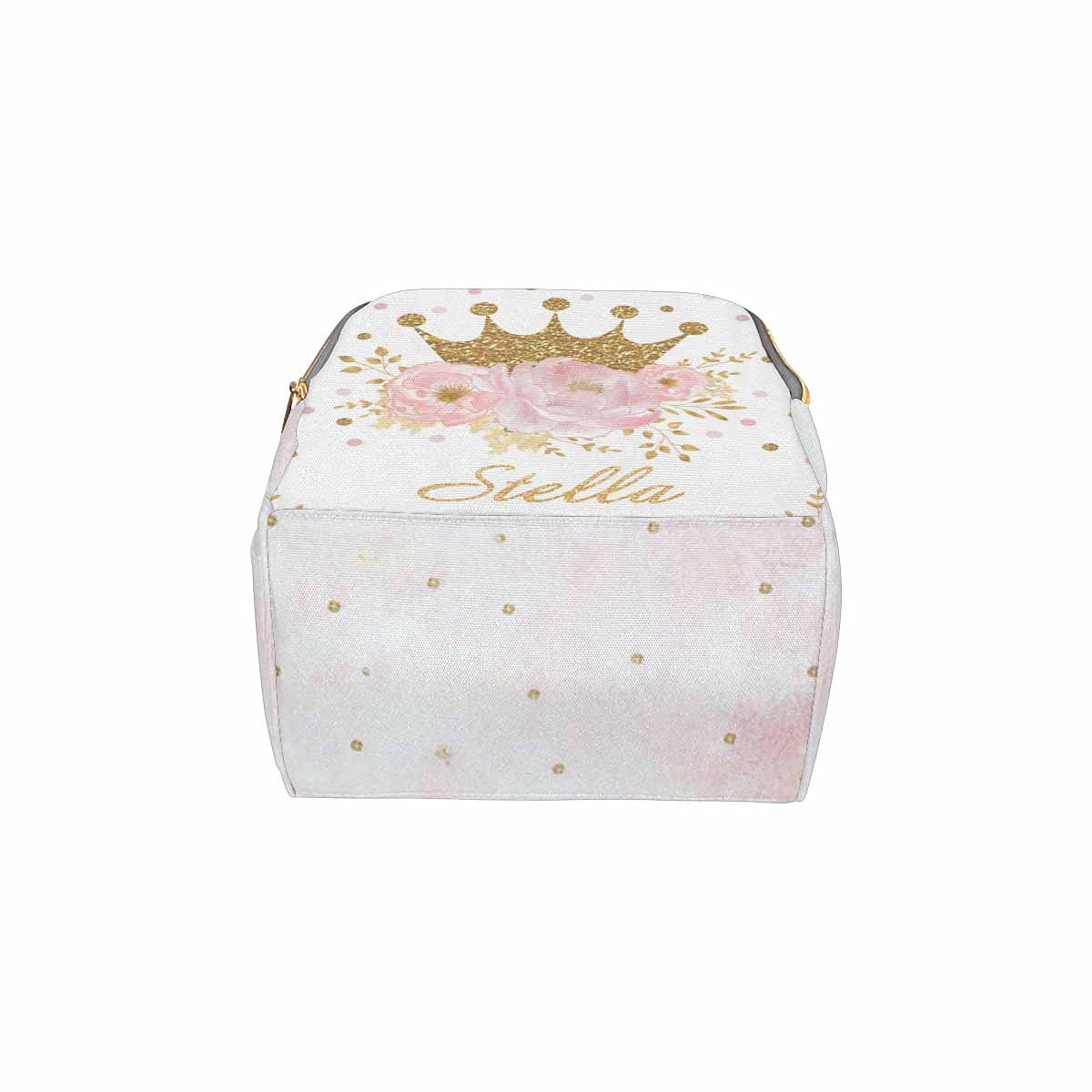 Newcos Personalized Glliter Crown with Beautiful Pink Roses Diaper Backpack with Custom Name Shoulder Mommy Baby Bag Multi 09, One Size