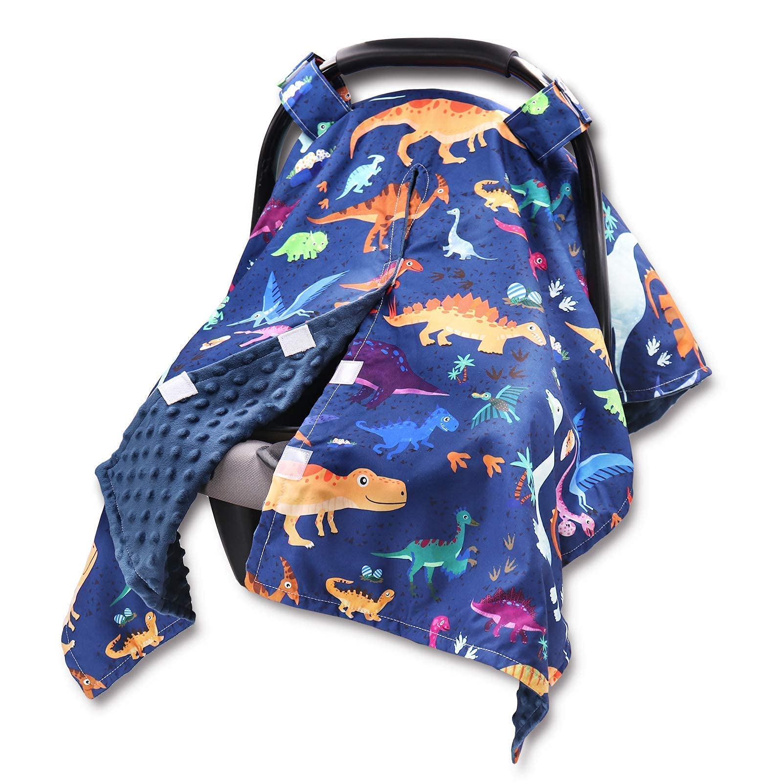 Dinosaur Baby Car Seat Canopy and Nursing Pillow Cover 2 Pack Set for Boys and Girls
