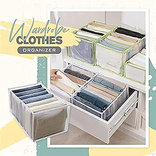 2-Pack Wardrobe Clothes Organizer 7 Grids Visible Closet Underwear/Socks/Leggings/Skirts/Jeans Compartment Storage Box Foldable Washable Separation Drawer Organizers Storage Clothes Bins