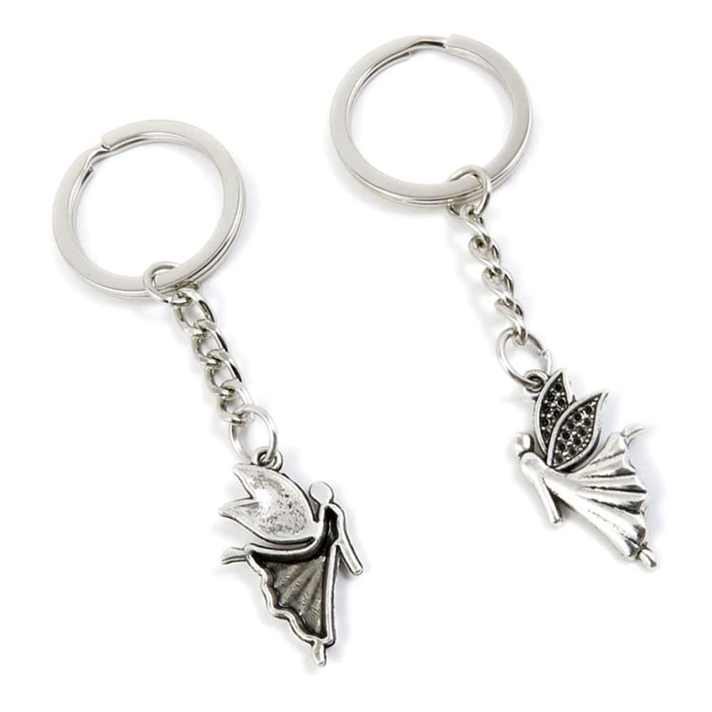 100 Pieces Keychain Keyring Door Car Key Chain Ring Tag Charms Supplies F7FB6Q Fairy Angel