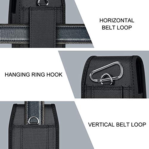 ykooe Cell Phone Pouch Nylon Holster Case with Belt Clip Cover Compatible with iPhone 12, 12 Pro, 11, 11 Pro, 13, 13 Pro, Max, XR X 6 7 8 Plus Samsung Galaxy S22 S20 S21 FE Ultra S10+ S9 A13 A01, XL