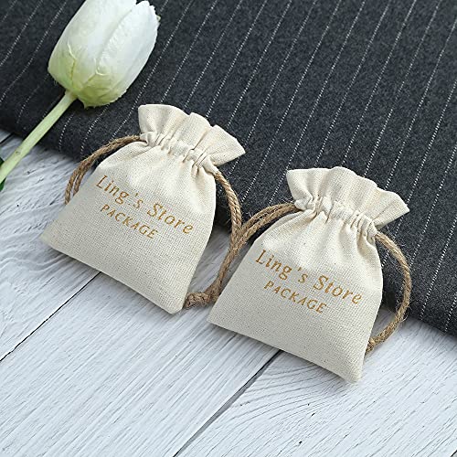 100pcs Jewelry Drawstring Bag for Wedding Christmas Gift Pouches Cotton Jute Velvet Storage Bags Earrings Display Print Logo