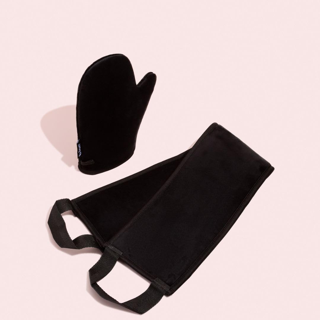 b.tan Back Self Tanning Applicator | We've Got Your Back - Best Sunless Tanner Body Mitt w/Handles, Streak-Free, Velvety Soft, Reusable, Washable, Great for Foam, Mousse, Gradual Lotion, & Drops