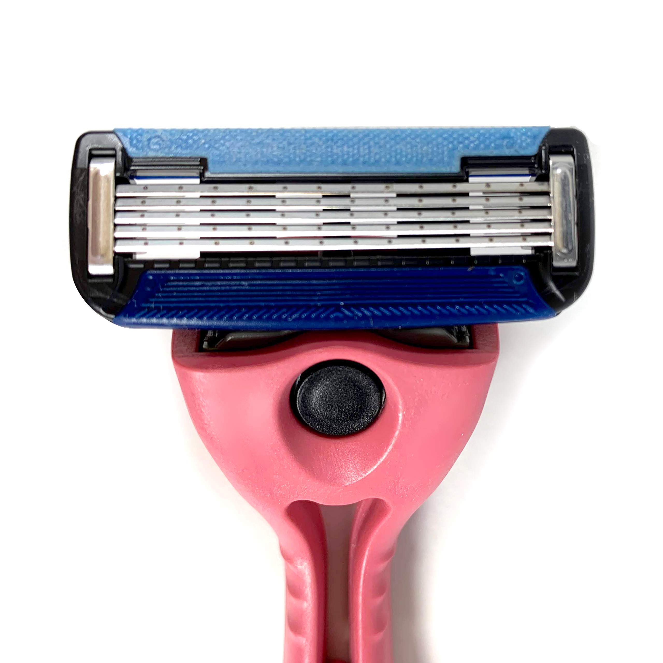 Preserve POPi Shave 5 Razor System Made with recycled Ocean Plastic, Coral Pink and Preserve POPi Shave 5 Replacement Cartridges for Preserve POPi Shave 5 Razor (4 Count) Bundle
