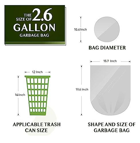 2.6 Gallon Trash Bags, 100 Counts Strong Durable Small Garbage Bags Ultra Thick Recycling Eco-Friendly Trash Can Liner Waste Bin Bags for Bathroom Kitchen Bedroom Office Car Pet (White)