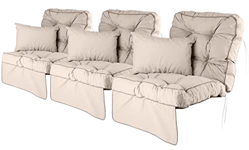 3 Pack Replacement Swing Cushions for High Back Outdoor Chair, Waterproof Deep Seat Cushions with Matching Scatter Cushion Patio Indoor Non Slip Rocking Chair Pads with Ties(Khaki 3 Pack)