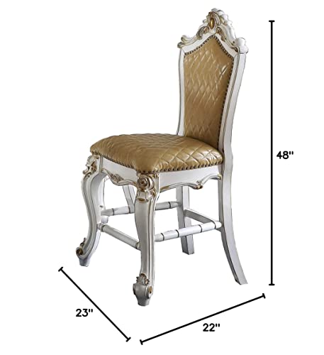 Acme Furniture Set of 2 Counter Height Chairs, Butterscotch/Antique Pearl