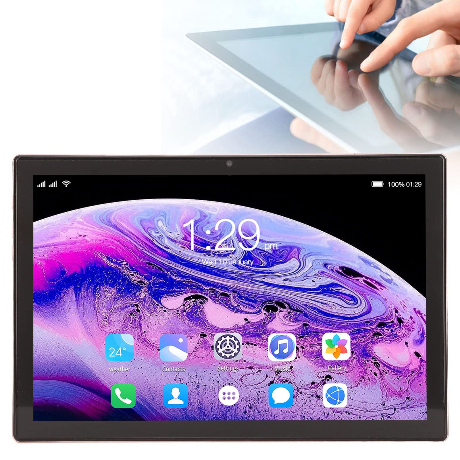 10in HD Tablet, Gold 4G Call 6GB 128GB RAM Front 800w Rear 2000w 2560x1600 Portable Tablet, Support, IPS Full HD Display WiFi Tablet
