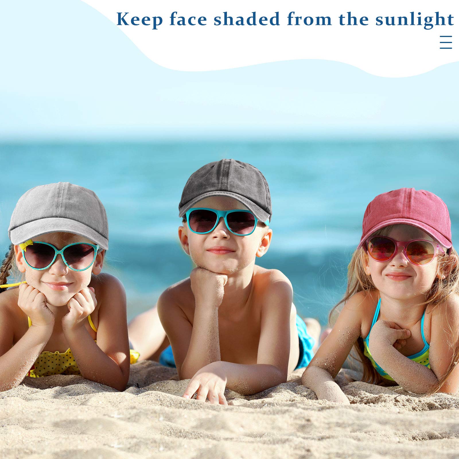 4 Pieces Kids Baseball Hats Distressed Washed Toddler Plain Baseball Caps Adjustable Summer Trucker Hats for Boys Girls
