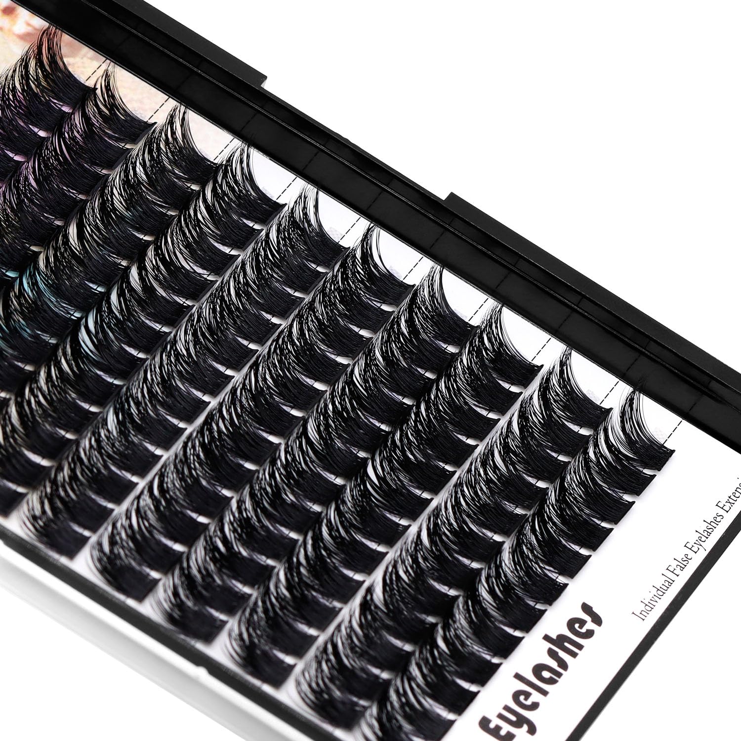 Dedila 120 Clusters Individual False Eyelashes Wide Stem D Curl Handmade Dramatic Black Soft and Light 5D Volume Eye Lashes Extensions Thick Base Women Girls Beauty Tools (14mm)