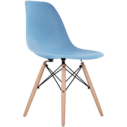 2xHome RayLeg Natural Wood Base, Dining Side Chair, Blue