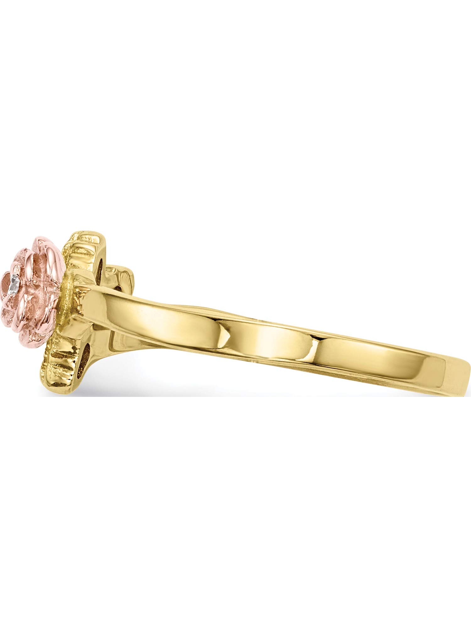 10K Yellow Gold Tri-Color Black Hills Diamond Rose Ring - Jewelry By Sweet Pea