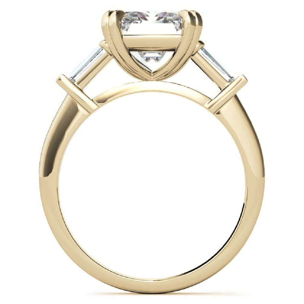 10K Solid Yellow Gold Handmade Engagement Rings 3.0 CT Emerald Cut Moissanite Diamond Solitaire Wedding/Bridal Ring Set for Women/Her Propose Ring Set (7)