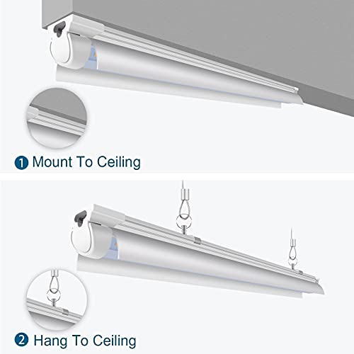 Barrina LED Shop Light, 4FT 40W 5000LM 5000K with Reflectors, V Shape LED Shop Lights, Daylight White LED for Garage Lights, Clear Cover LED Ceiling Light, T8 Integrated Light Fixture