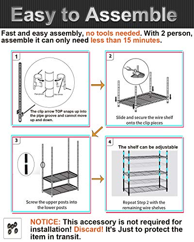 6 Tier Storage Metal Shelf 82"x48"x18" NSF Wire Shelving Unit with Wheels Heavy Duty Layer Rack with Casters, Sturdy Steel Metal Wire Rack for Pantry Kitchen Garage Rack (Black, 82"x48"x18")