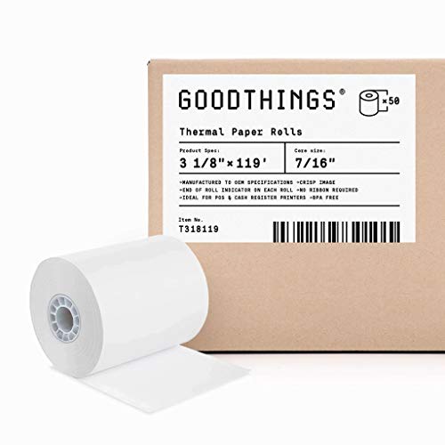 3 1/8" X 119' (50 Rolls) Cash Register Thermal POS Receipt Paper Roll BPA Free for First Data Fd100 Fd200 Fd300 Hypercom T77