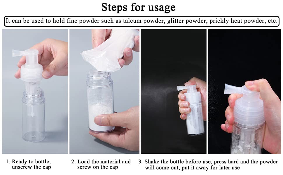 AKOAK 1 Pack 110ml Portable Detachable Travel Spray Bottle Container PET Cosmetics Bottle Transparent Dry Powder Spray Bottle