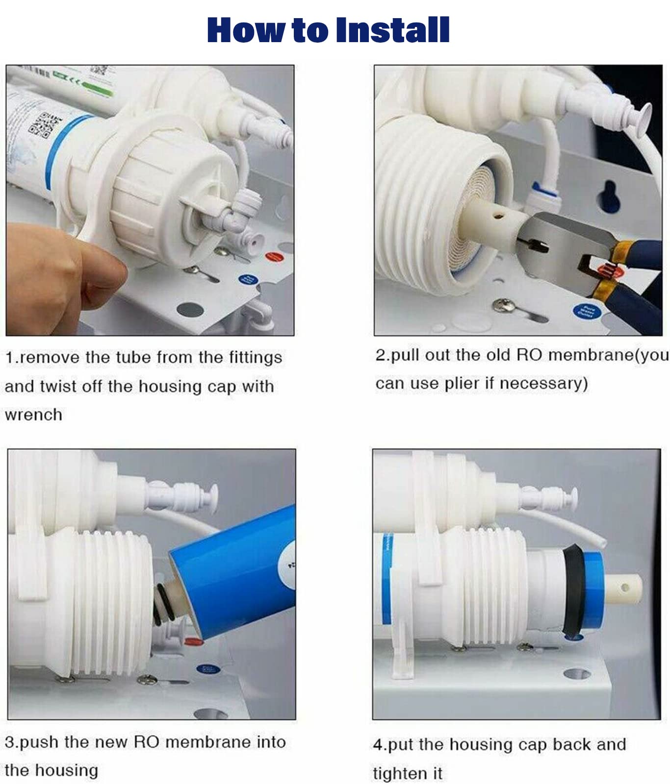 100 GPD RO Membrane with Reverse Osmosis Membrane Housing Set (1 Set) & 100 GPD RO Membrane (1 Pack), Reverse Osmosis Filter Replacement Kit, RO Membrane Housing Set for Maple Syrup RO System