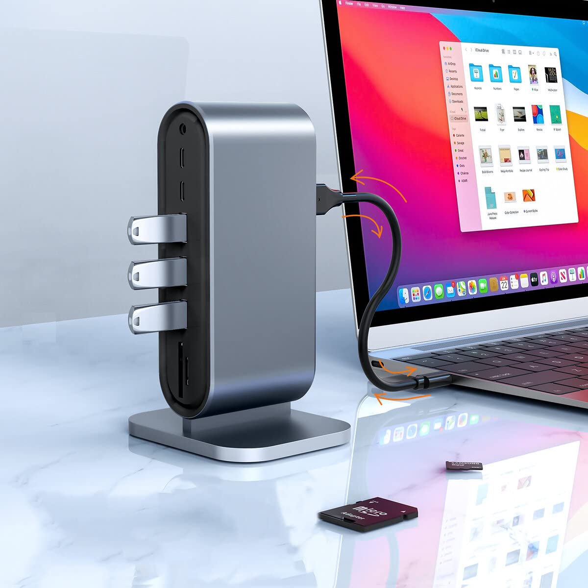 13 in 1 USB-C Hub Docking Station Adapter with 1 * USB 3.0/3 * USB 2.0/100W Type-C PD/3 * Type-C/4K HD Display Video Outputs/RJ45 Internet Port/3.5mm Audio Jack/VGA/SD TF Memory Card Readers