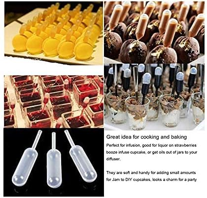 100 Pieces 4ml Cupcake Pipettes, Food Grade Plastic Disposable Pipettes Mini Liquid Injector (100-B)