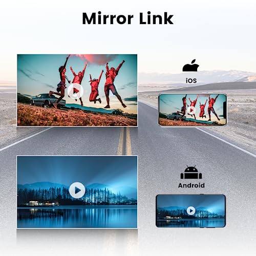2+32GB 10.1 inch Touchscreen Double Din Car Stereo with Wireless Carplay Android Auto Android 13 Car Radio Support GPS Navigation WiFi Bluetooth EQ Spilt Screen 23 UI Themes