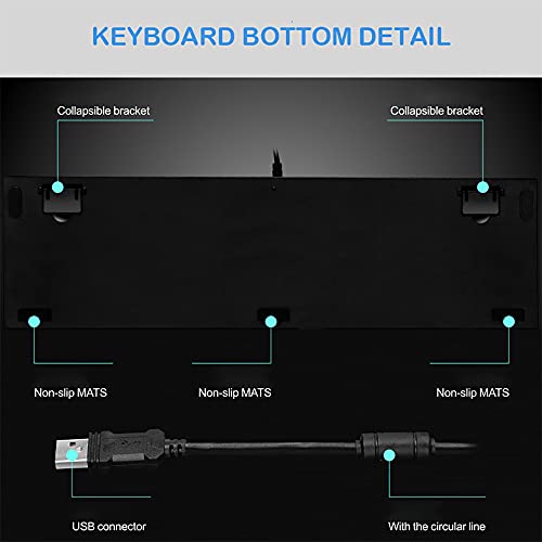 Jamerxie Typewriter Keyboard, RGB Mix Colour Punk Mechanical Keyboard, 104-key Light up Gaming Retro Keyboard with Wired USB for Computers, White/Black (Black Punk)