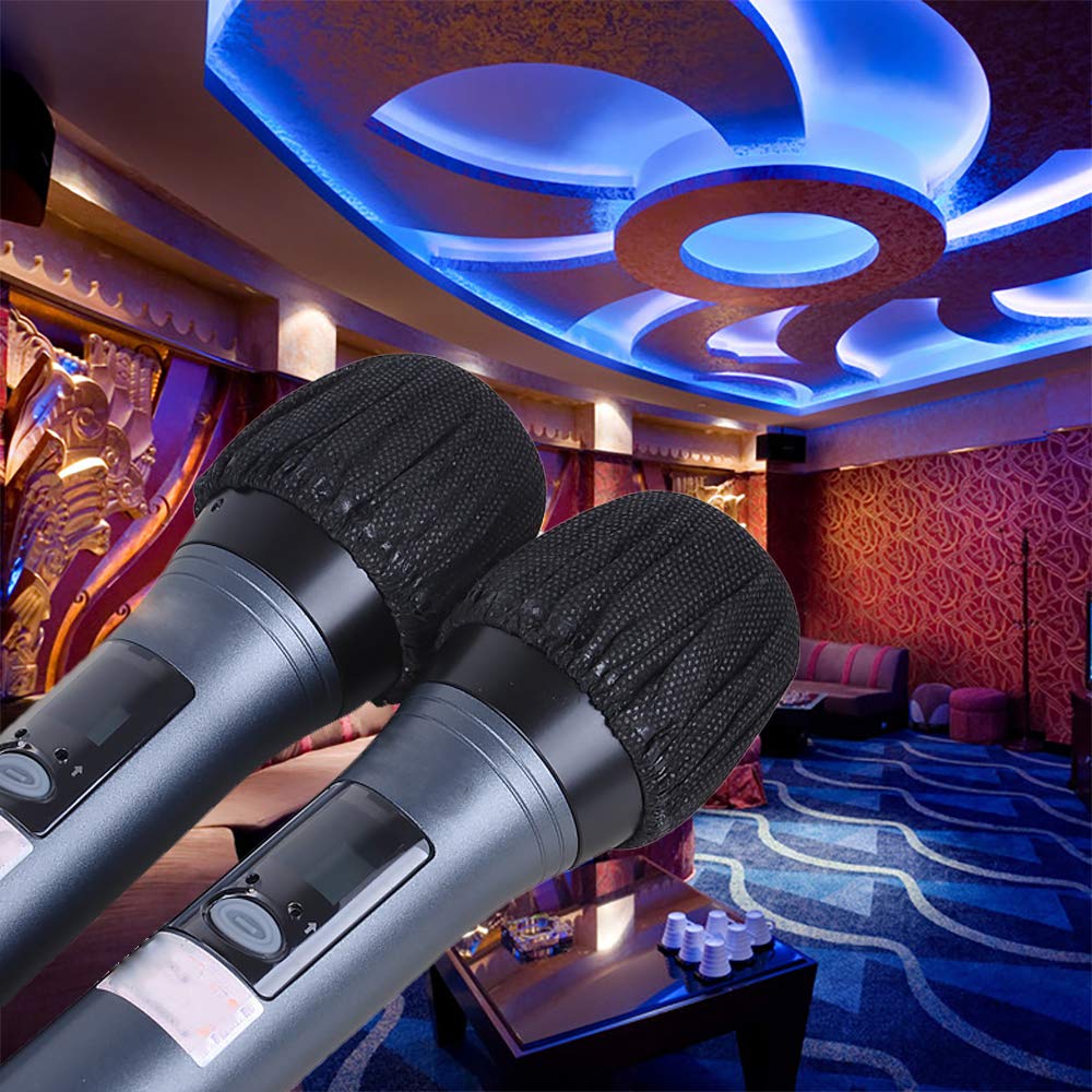 100 Pack Disposable Microphone Cover Non-Woven Microphone Cover Windscreen Mic Cover Protective Cap for KTV Recording Room News Gathering