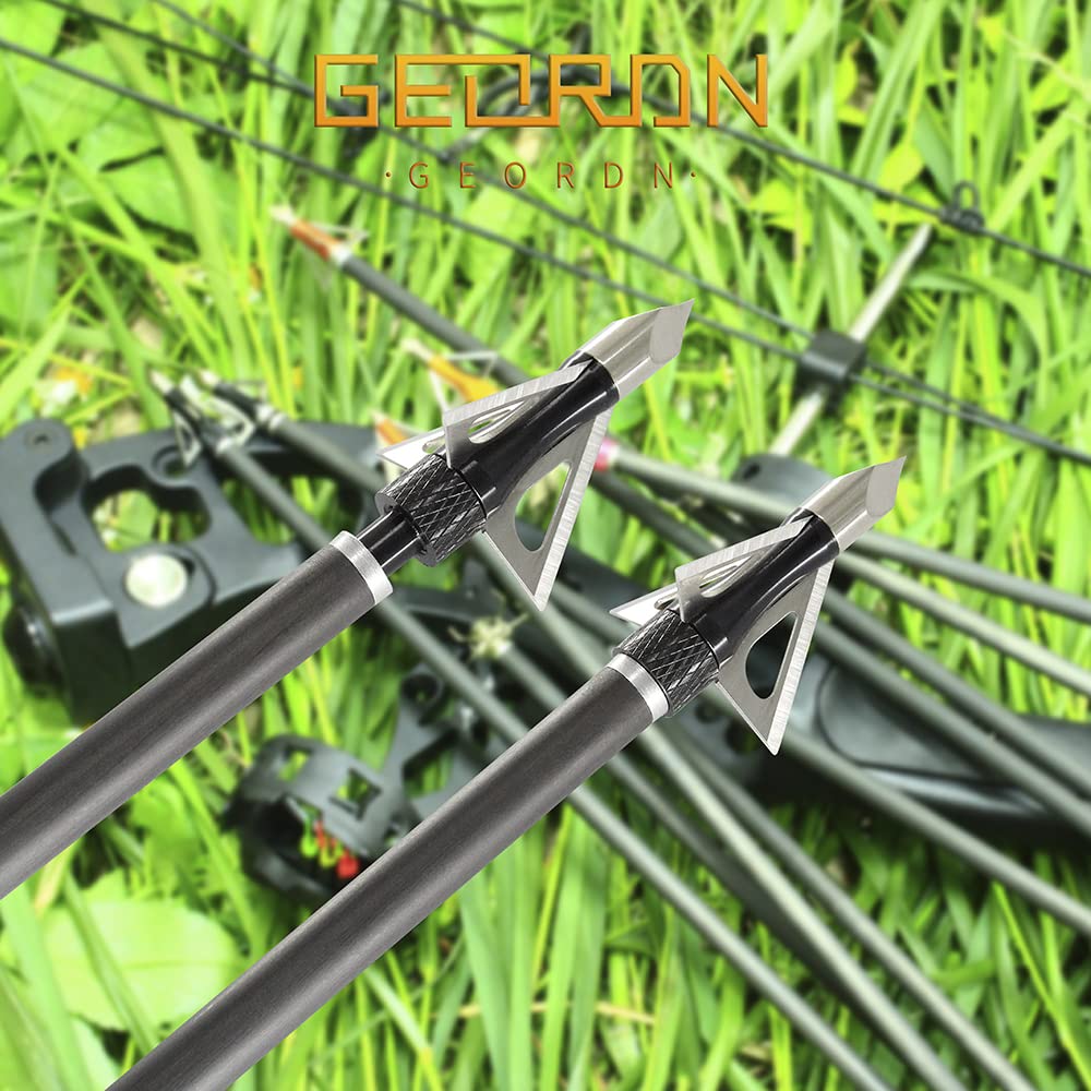 100 Grains Archery Hunting Broadheads 1-1/8" Cutting 3-Fixed-Blades Bow-Hunting Arrow Tip 6 PK (Black 6 pk)