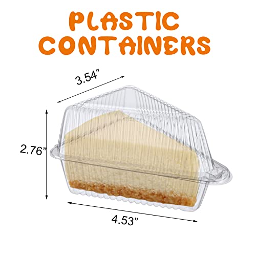 200 Pcs Transparent Cake Slice Containers Plastic Containers with Lids 5β Clear Medium Hinged Lid Cheesecake Pie Container Disposable to Go Box Food Containers for Take Out Packaging
