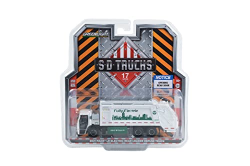 2021 Mack LR Rear Loader Refuse Truck, White - Greenlight 45170C/48-1/64 Scale Diecast Car