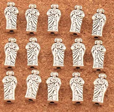 56PCS Calvas St Jude Medal Small Hole Beads Catholic Patron Saint Medal Tubes 12.6x6mm Antique Silver Spacers L1827