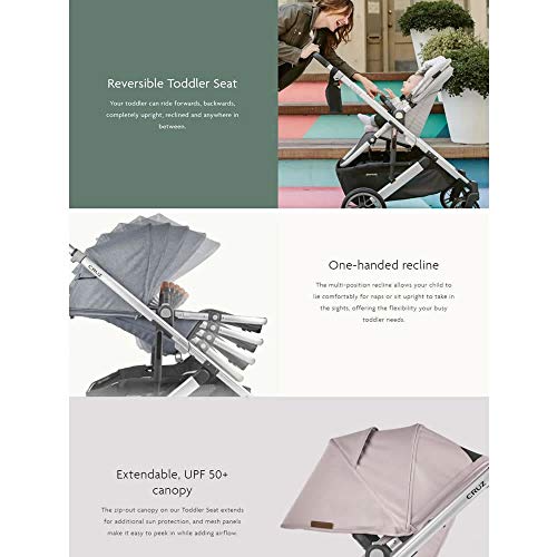 UPPAbaby Cruz V2 Stroller - Jake (Black/Carbon/Black Leather) + Bassinet - Jake (Black/Carbon)