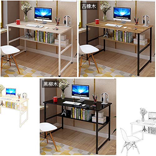 TOPYL 39inch Computer Desk with Bookshelf,Modern Sturdy Writing Desk - Family Workstation with 2 Tier Shelves,Simple Style Desk for Home Office